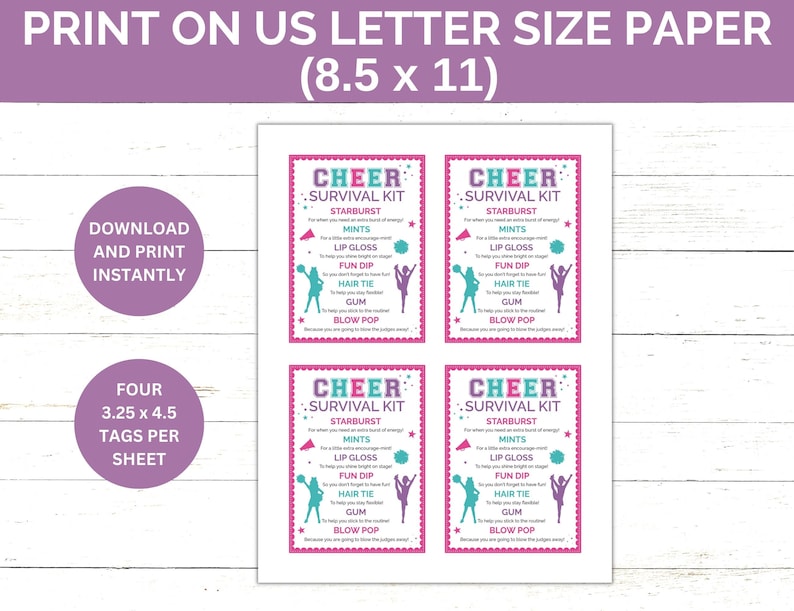Printable Cheer Survival Kit | Cheer Competition Gift Idea| Cheerleader ...