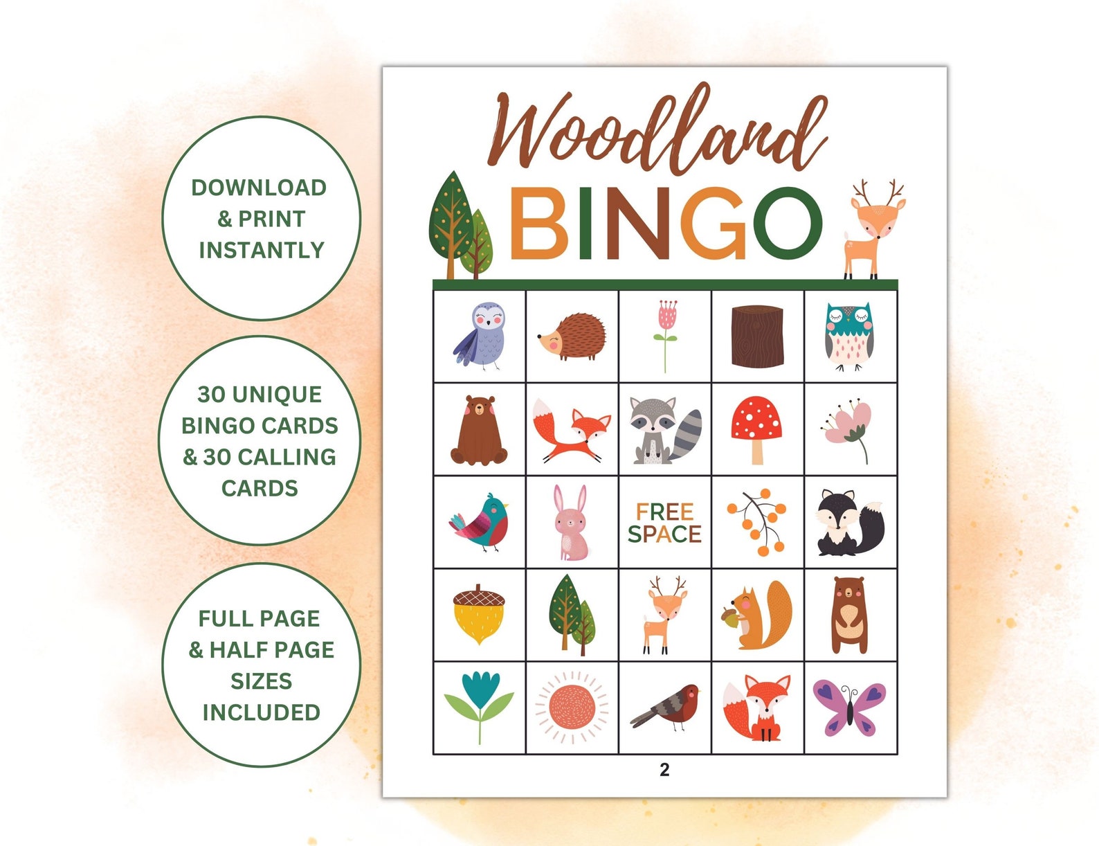 30 Printable Woodland Bingo Cards | Woodland Bingo for Kids | Woodland ...