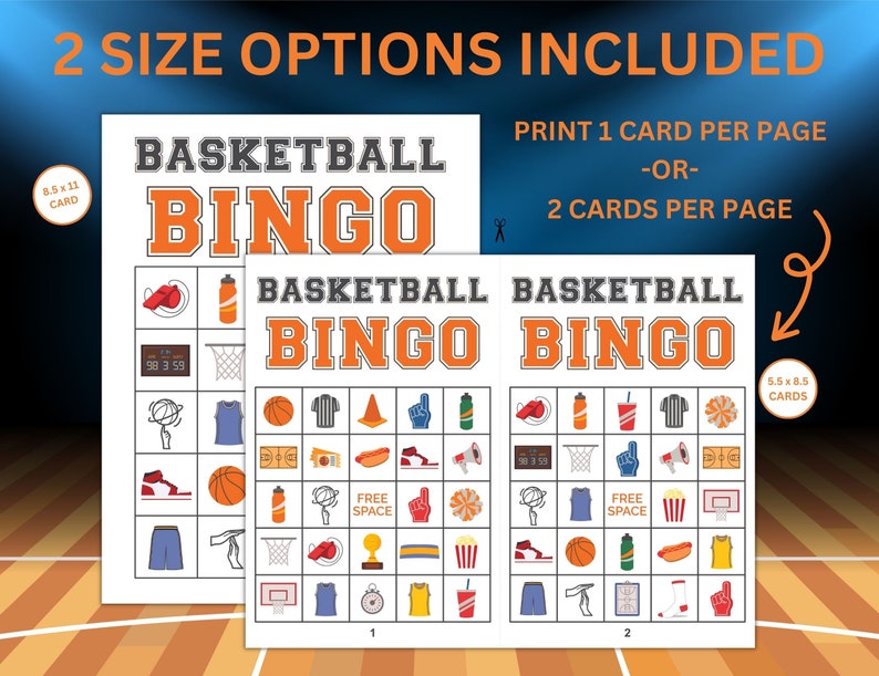 30 Printable Basketball Themed Bingo Cards | Basketball Watch Party ...
