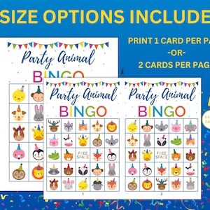 30 Printable Party Animal Bingo Cards | Party Animal Bingo for Kids ...