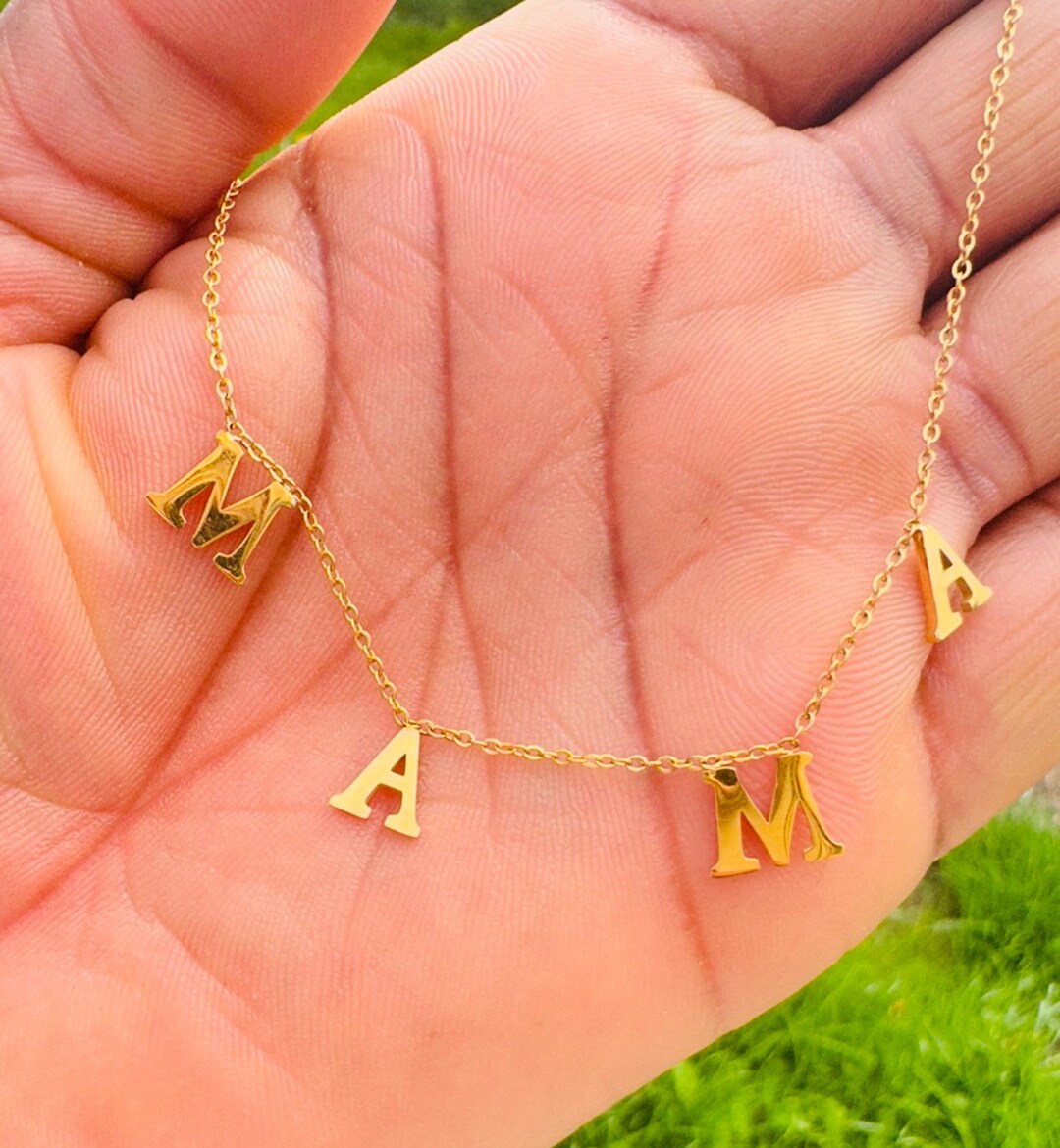 Gold 'MAMA' Pendant Necklace: 18k Stainless Steel Mum Jewelry - Etsy