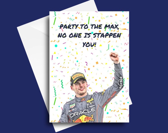 F1 Formula One Birthday Card, Max V, F1 Greeting Card, Bday Card, Gift ...