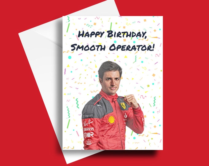 F1 Formula One Birthday Card, Carlos Sainz, F1 Greeting Card, Bday Card ...