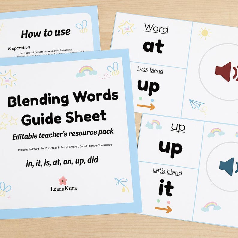 Editable Phonics Blending Guide Sheets: Preschool & Early Reading (PDF ...