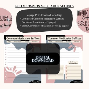 NCLEX Common Medication Suffixes Pharmacology Basics - Etsy