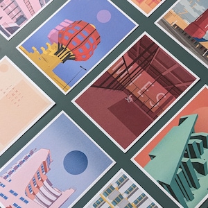 Architecture Postcards - Colorful Postcards - Postkarten - Art Prints ...