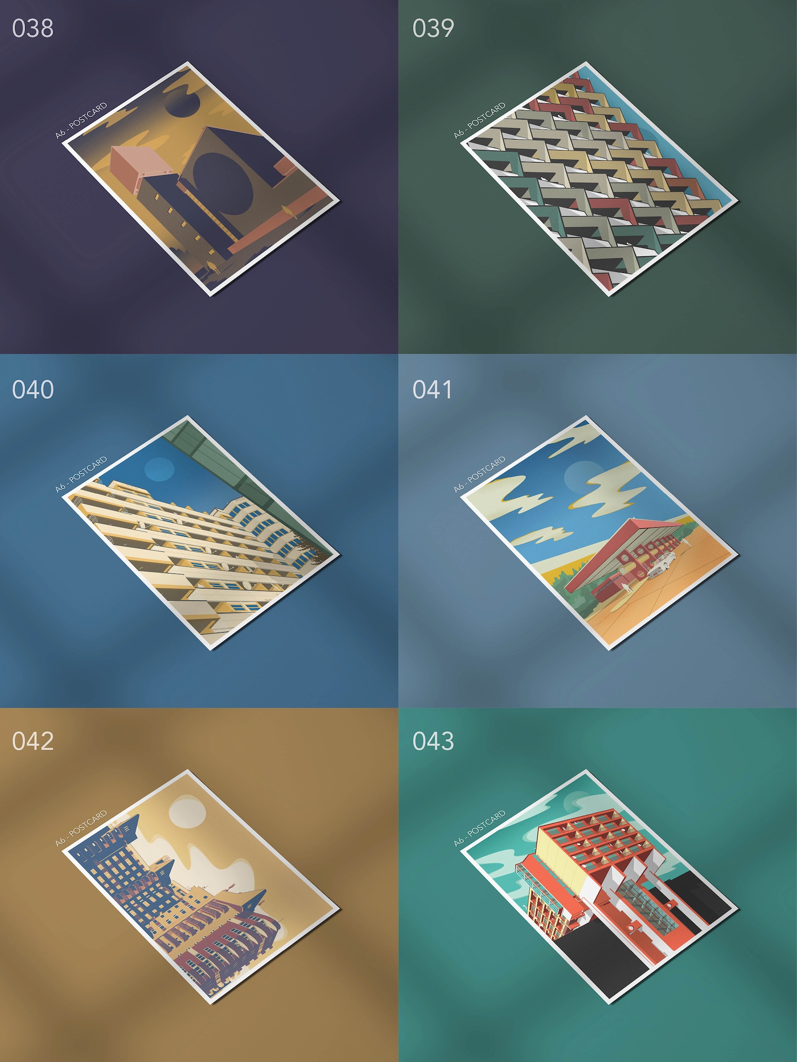 Architecture Postcards - Colorful Postcards - Postkarten - Art Prints ...