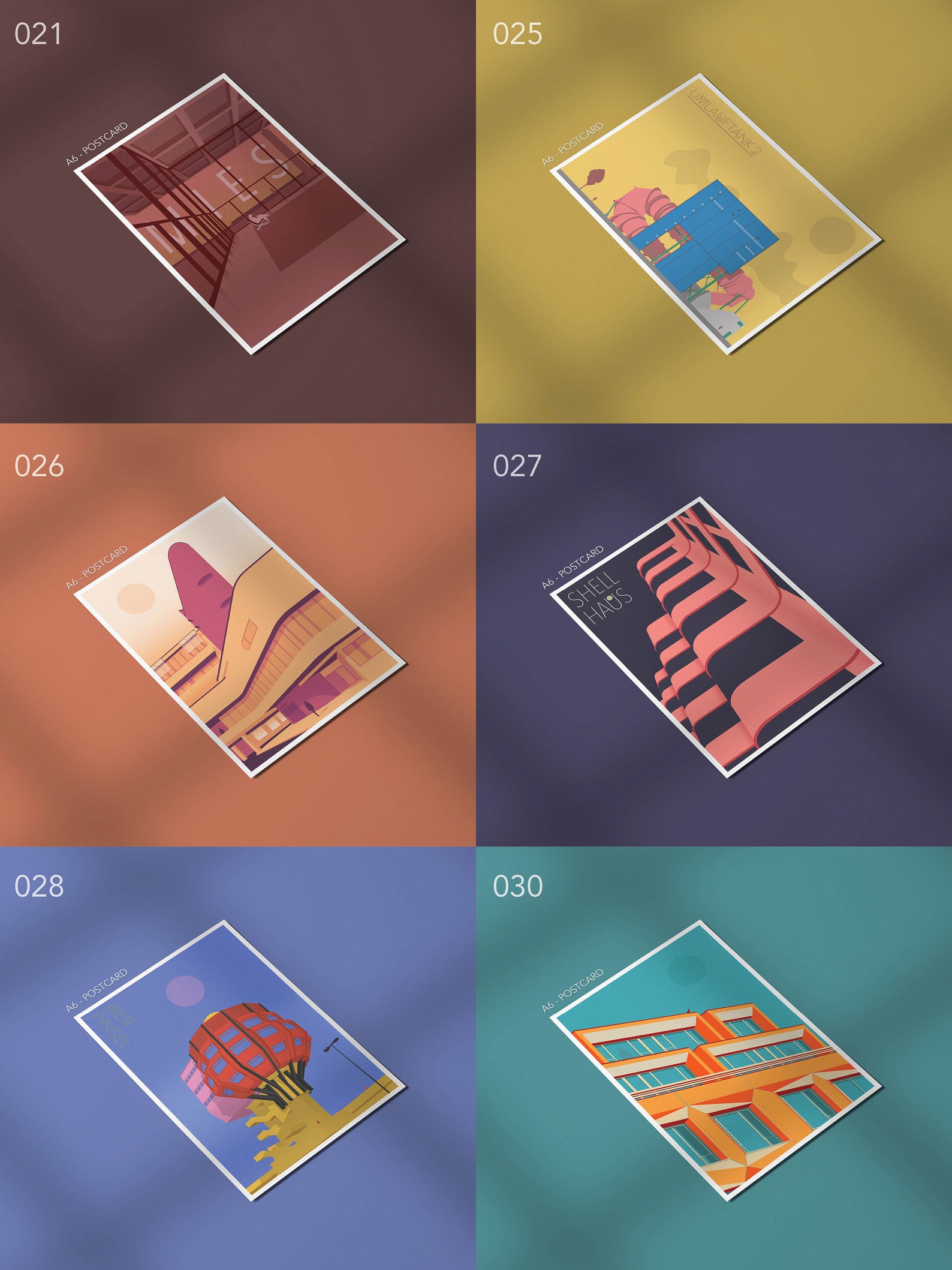 Architecture Postcards - Colorful Postcards - Postkarten - Art Prints ...