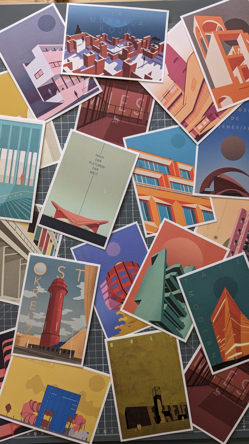 Architecture Postcards - Colorful Postcards - Postkarten - Art Prints ...