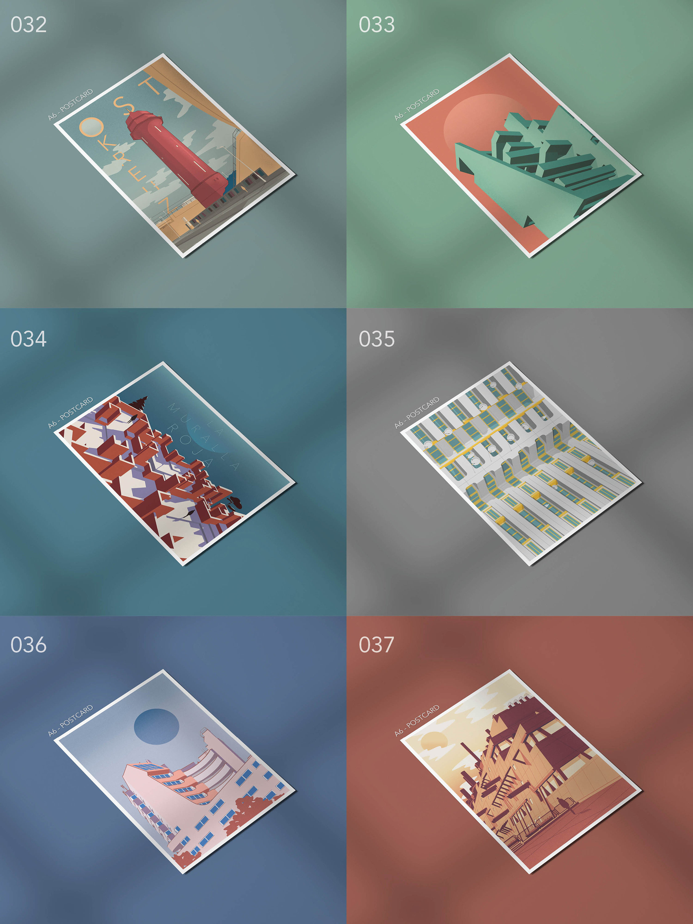 Architecture Postcards - Colorful Postcards - Postkarten - Art Prints ...