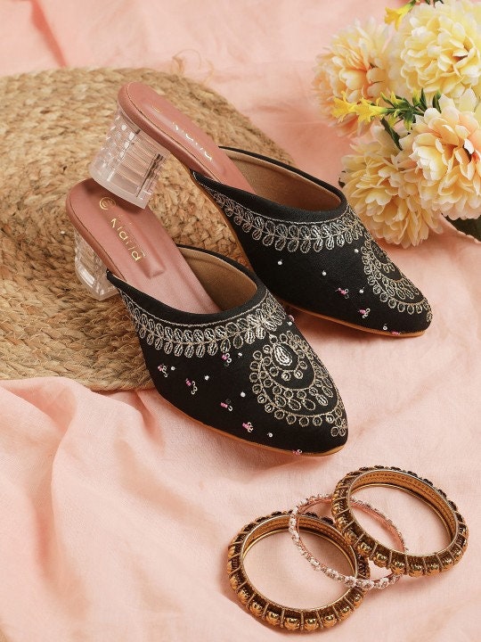 Handcrafted Embroidered Jutti Heels: Traditional Punjabi Bridal Shoes ...