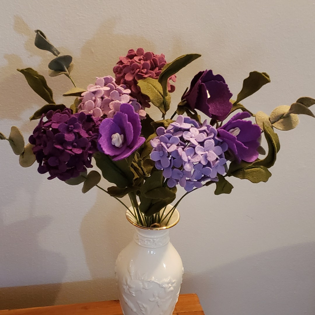 Hydrangea and Violets Bouquet - Etsy