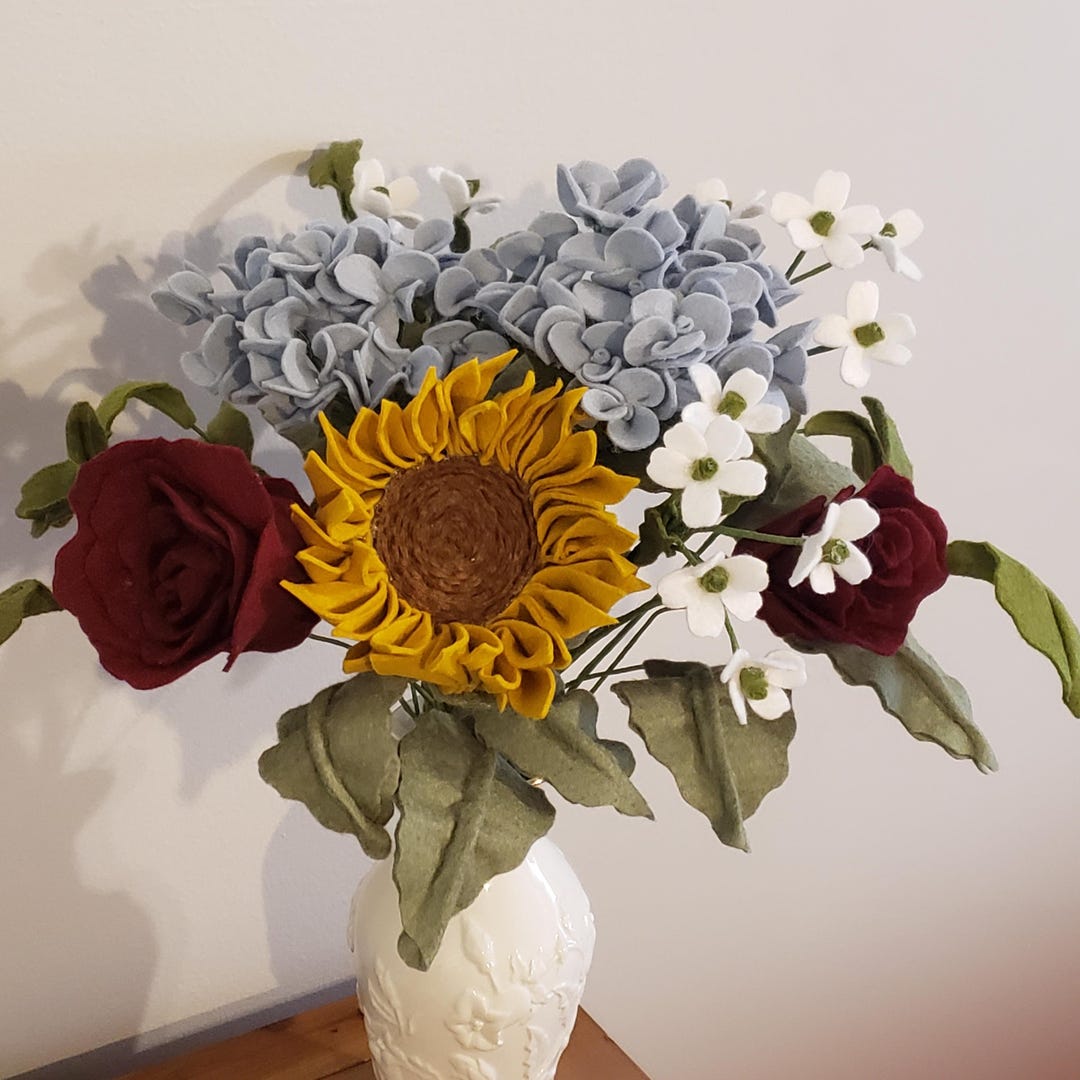 Sunflower Hydrangea Rose Bouquet - Etsy
