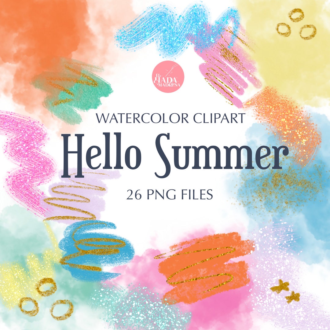 Hello Summer WATERCOLOR CLIPART - Etsy