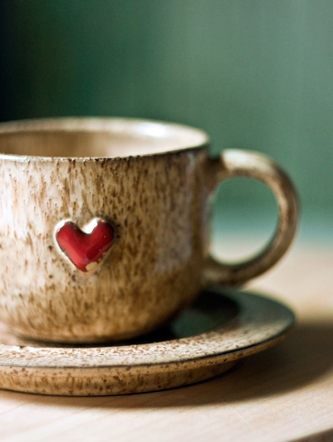 Espresso Cup With Plate, Hand Made Ceramic Cup, Gift With Heart ...