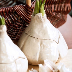 Ceramic Garlic Pot, Garlic Keeper, Pottery Garlic Holder, Cottage ...