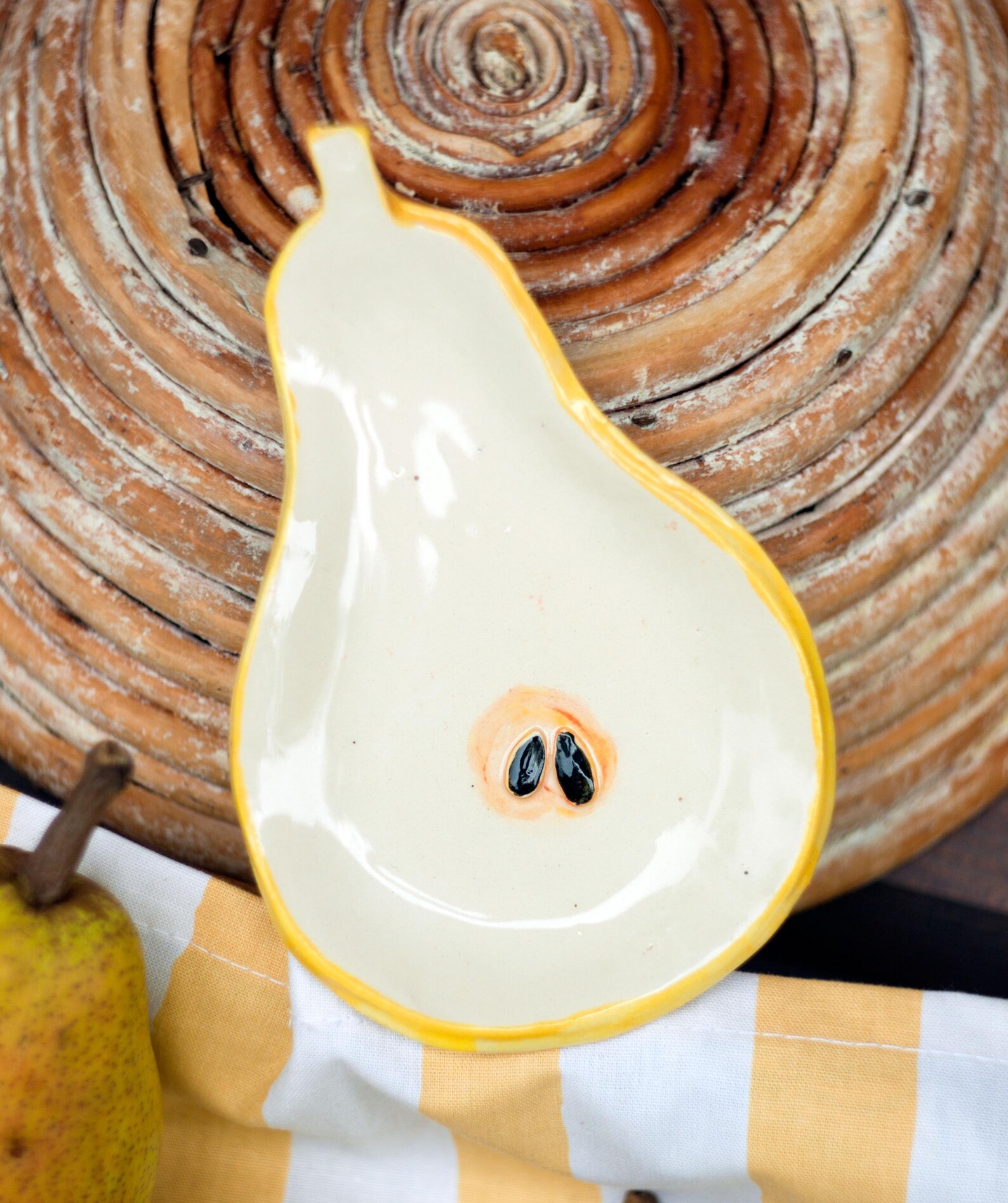 Ceramic Pear Plate, Dessert Plate, Fruit Shape, Pear Hand Made Plate ...