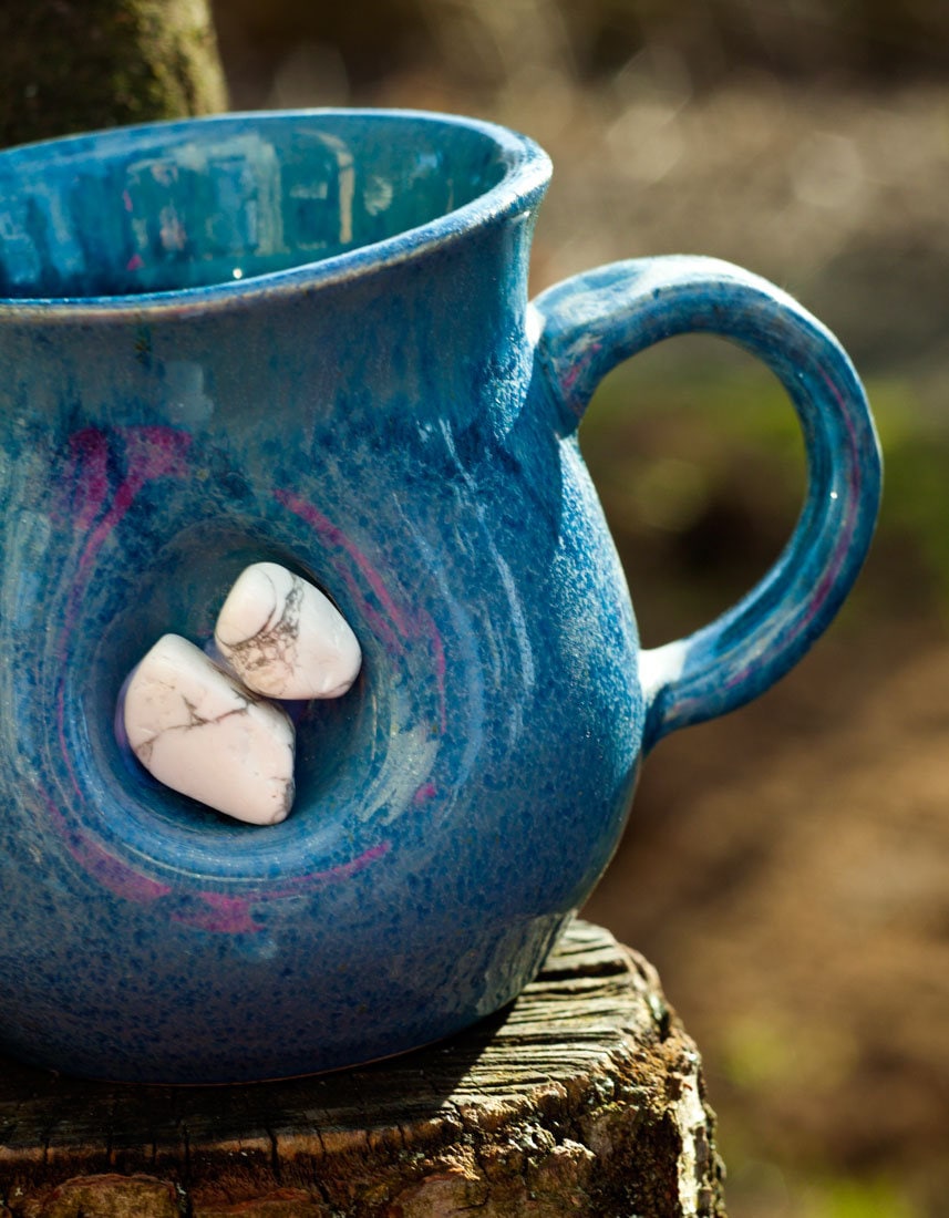 Crystal Magic Mug, Mug With Natural Gemstone, Amethyst, Lapis Lazuri ...