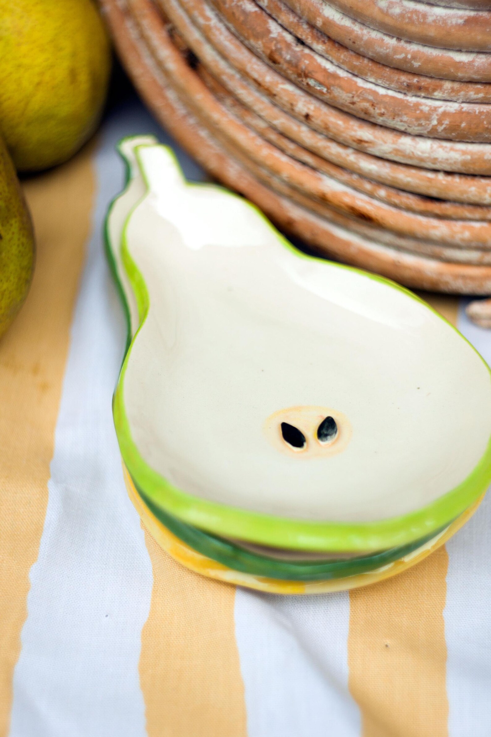 Ceramic Pear Plate, Dessert Plate, Fruit Shape, Pear Hand Made Plate ...