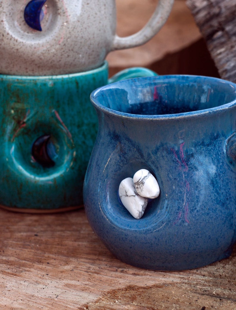 Crystal Magic Mug, Mug With Natural Gemstone, Amethyst, Lapis Lazuri ...