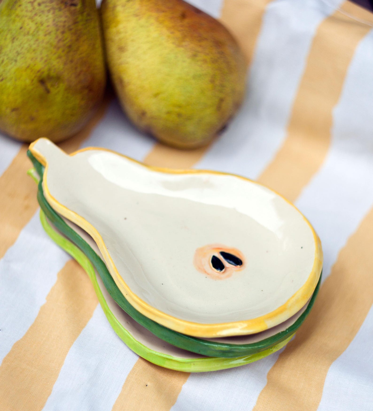 Handmade Ceramic Pear Plate, Dessert Spoon Rest, Jewelry Dish - Etsy