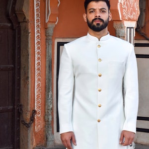 Pure White Sherwani - Designer Stylish Indo Western Jodhpuri Ackan ...