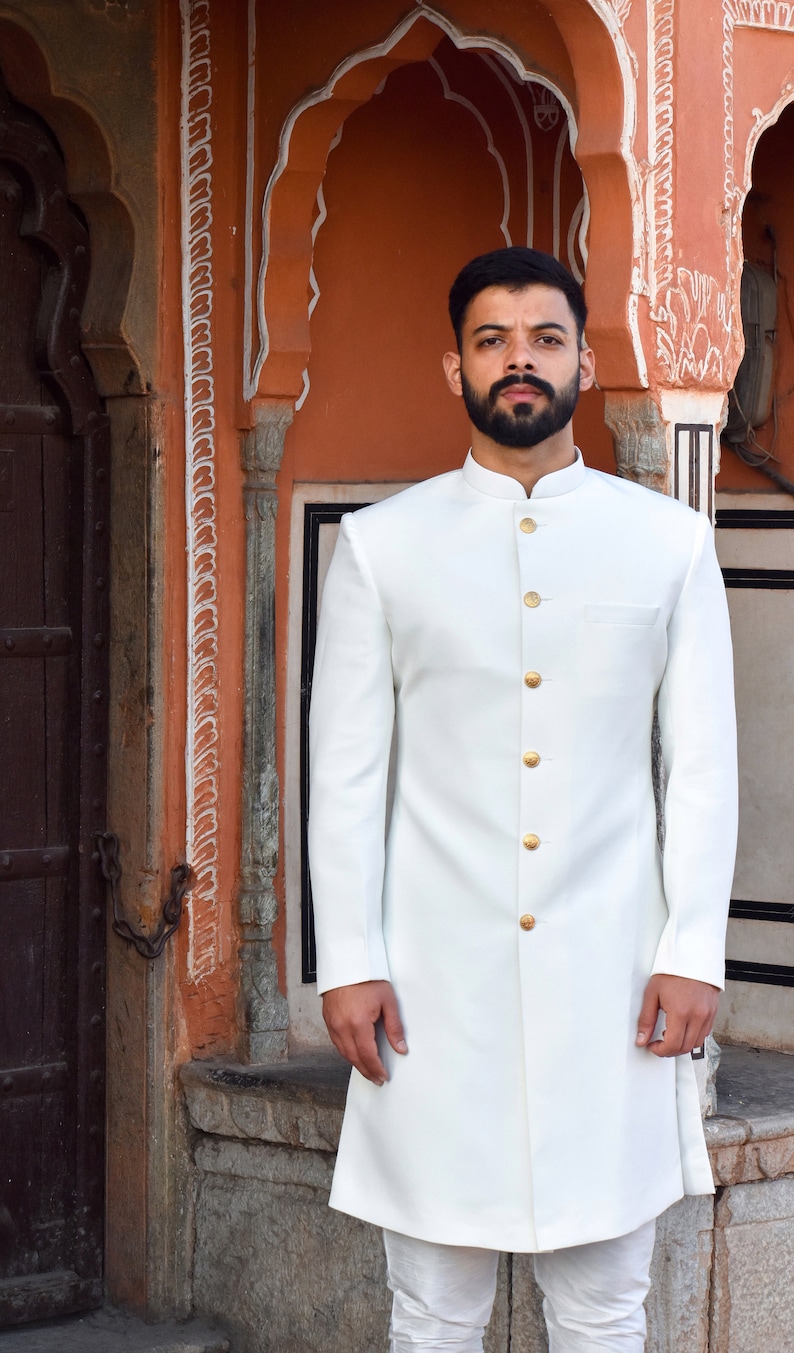 Pure White Sherwani Designer Stylish Indo Western Jodhpuri Ackan ...