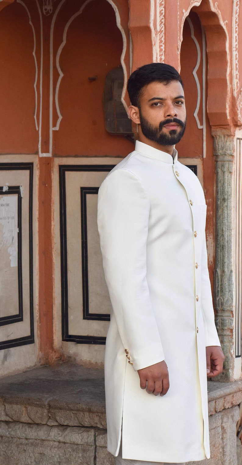 Pure White Sherwani Designer Stylish Indo Western Jodhpuri Ackan ...