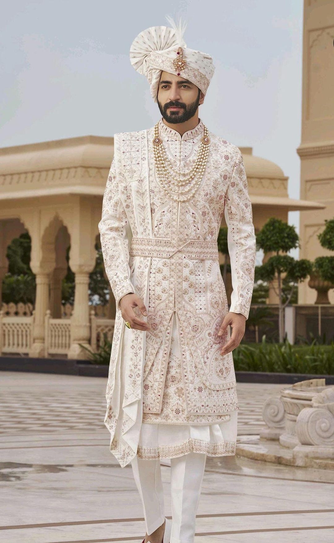 Handmade Embroidered Sherwani: Traditional Indian Wedding Outfit - Etsy
