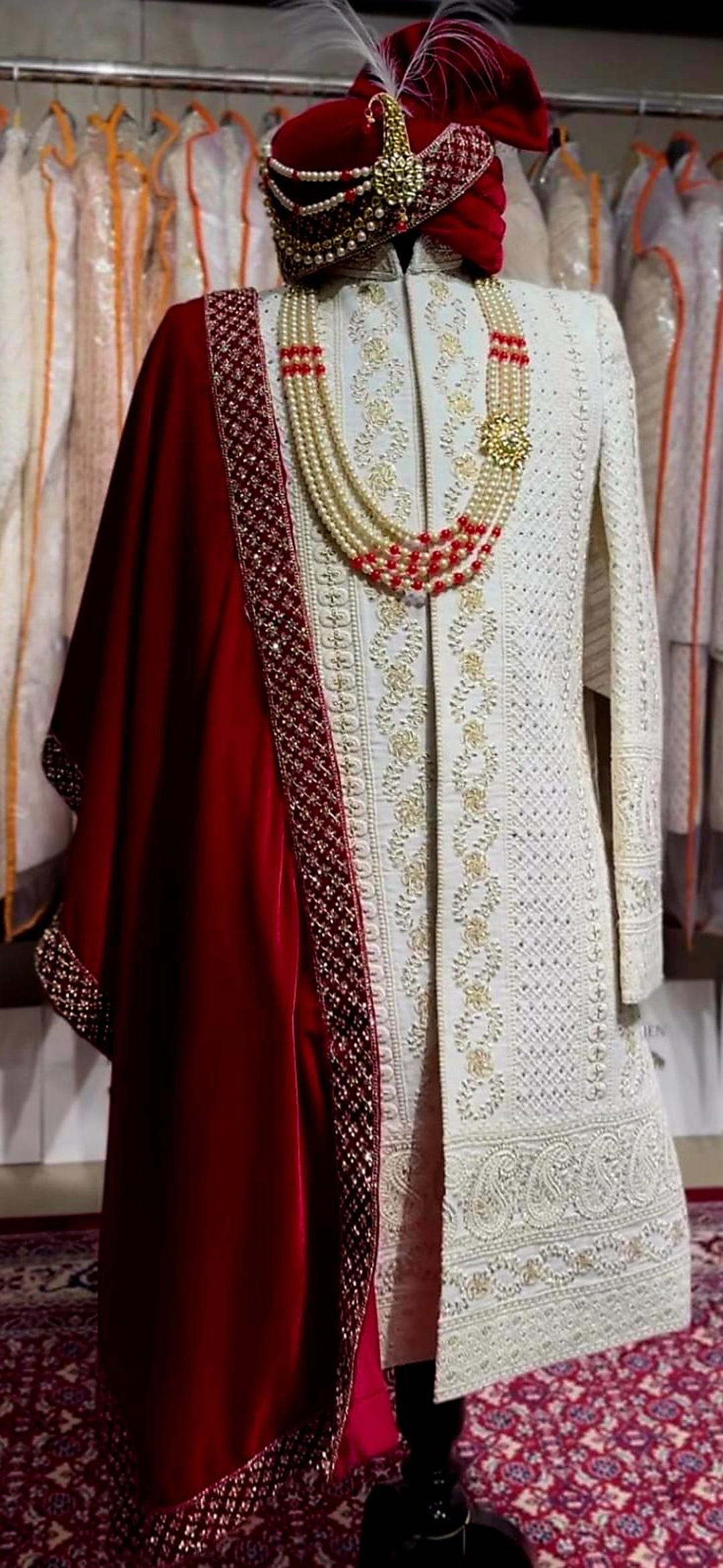 Handmade Ivory Sherwani: Gold Work Jacket, Tailored Fit - Etsy