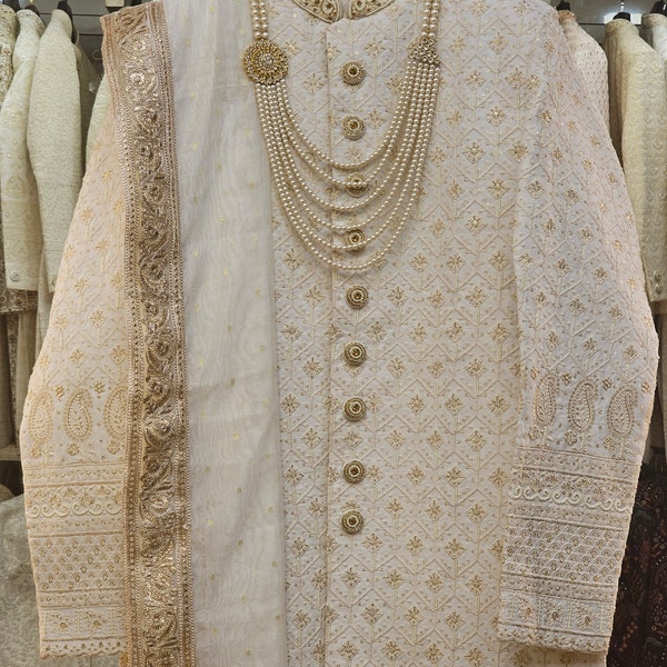 Embroidered Georgette Sherwani - Etsy Canada
