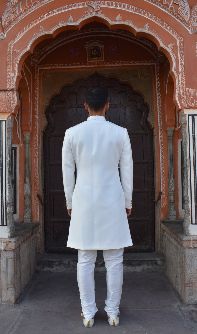 Pure White Sherwani Designer Stylish Indo Western Jodhpuri Ackan ...