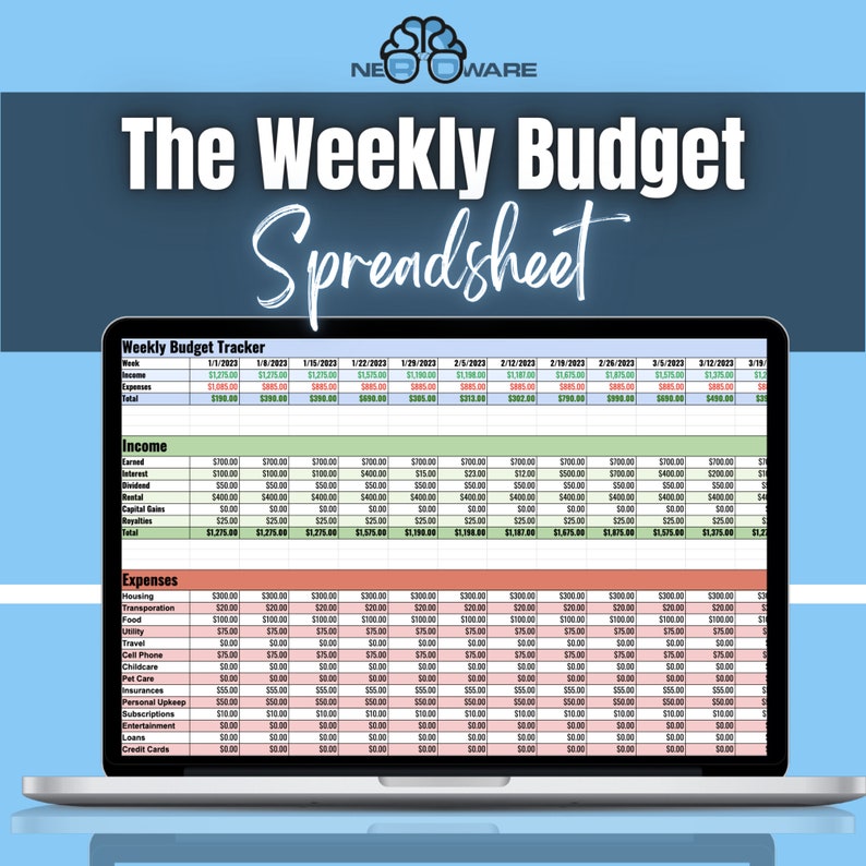 Simple Weekly Budget Sheet - Etsy