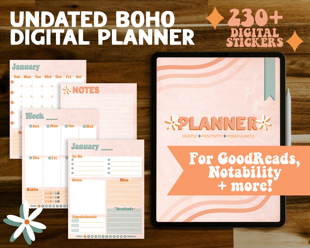2023 Digital Planner | Boho Goodnotes Planner + Goodnotes Stickers ...