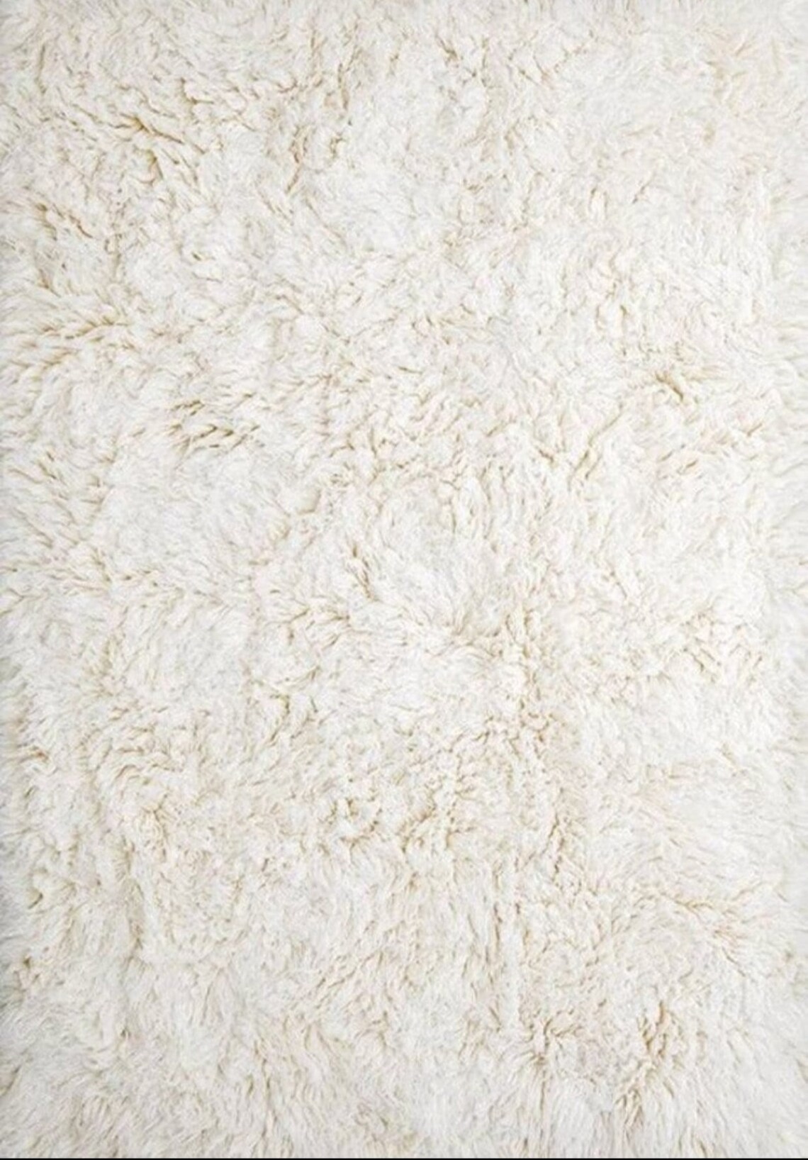 Solid White Colour Rectangular Shag Hand Woven Woolen Rug Premium ...