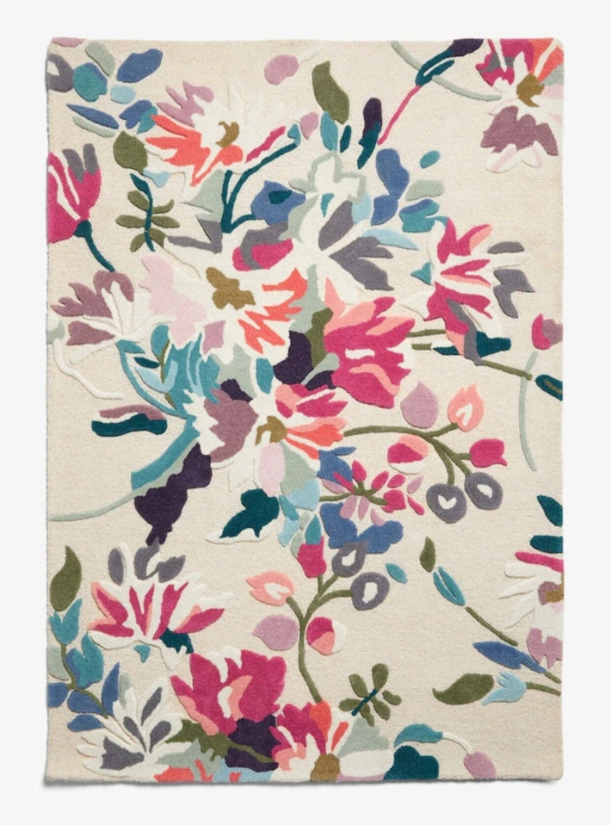 Modern Floral Design, Handmade Rug, Tuffted Carpet, Woolen Rugs, Living ...
