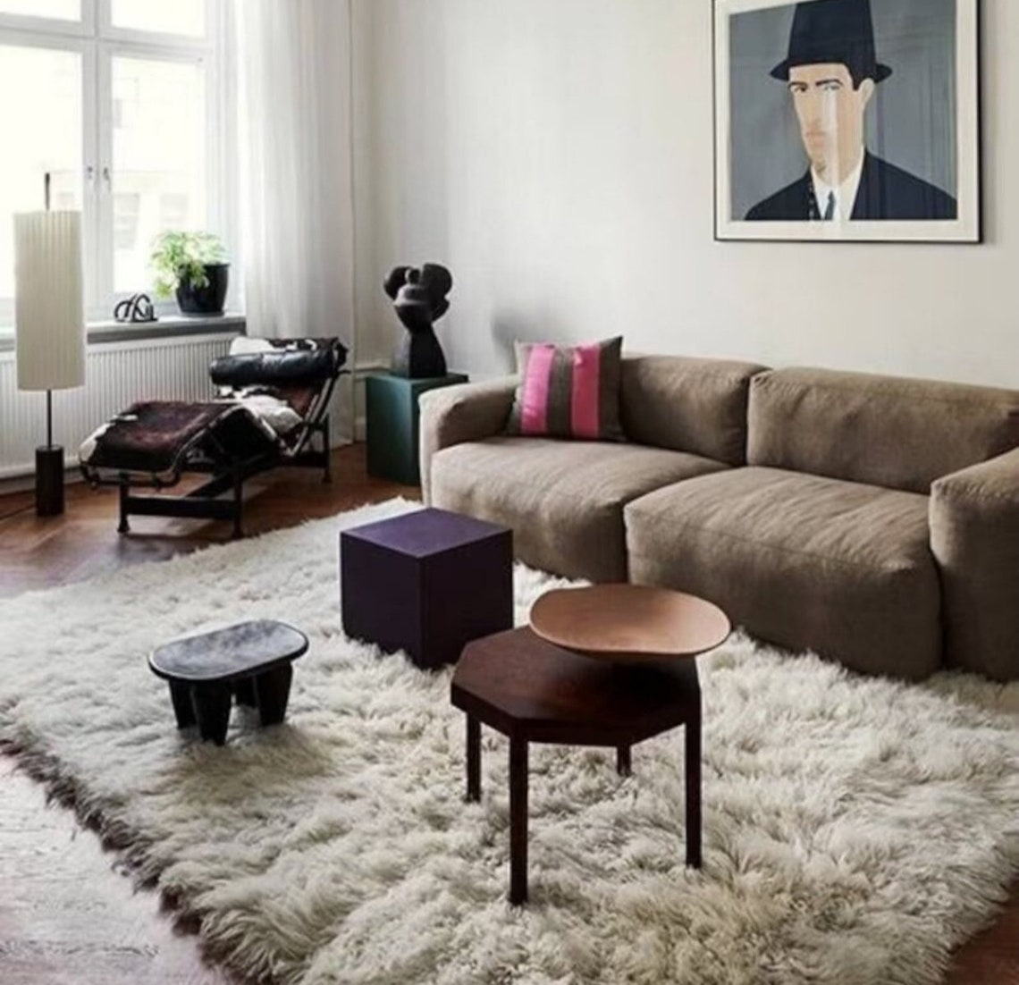 Solid White Colour Rectangular Shag Hand Woven Woolen Rug Premium ...