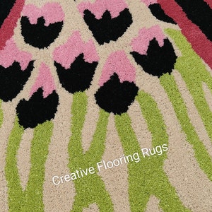 New Creative Flower Pattern Rug Handmade Woolen Tuffted Carpet, Premium ...