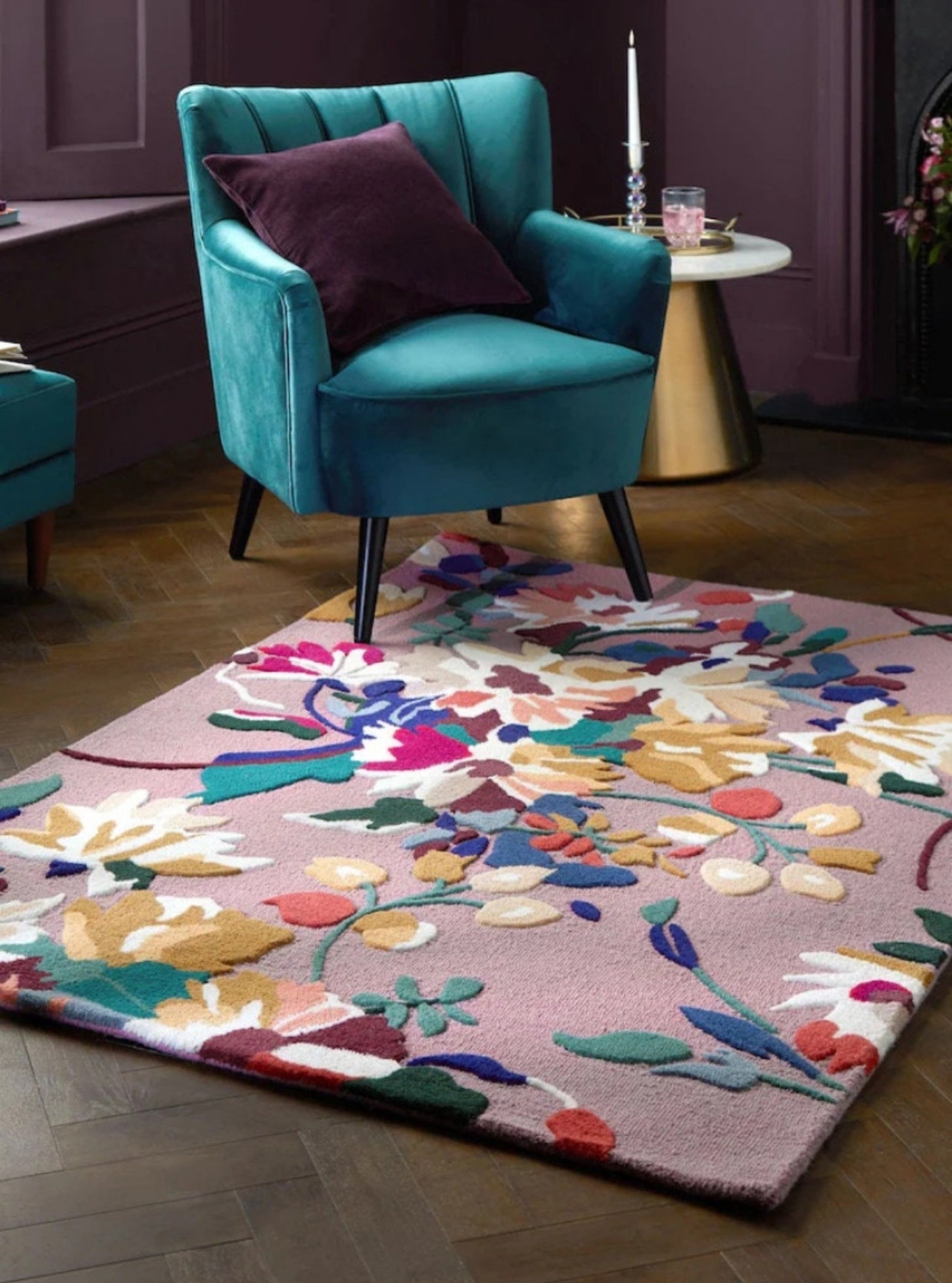 Modern Floral Design, Handmade Rug, Tuffted Carpet, Woolen Rugs, Living ...