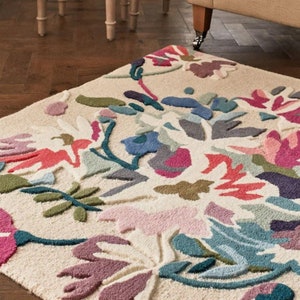 Modern Floral Design, Handmade Rug, Tuffted Carpet, Woolen Rugs, Living ...
