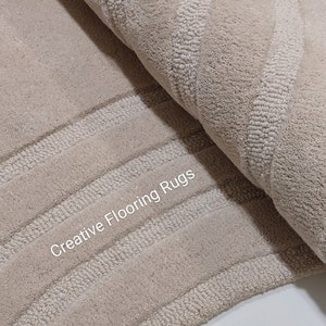 Solid Plain Ivory Kidney Shape Handmade Woolen Tuffted Carpet Premium ...