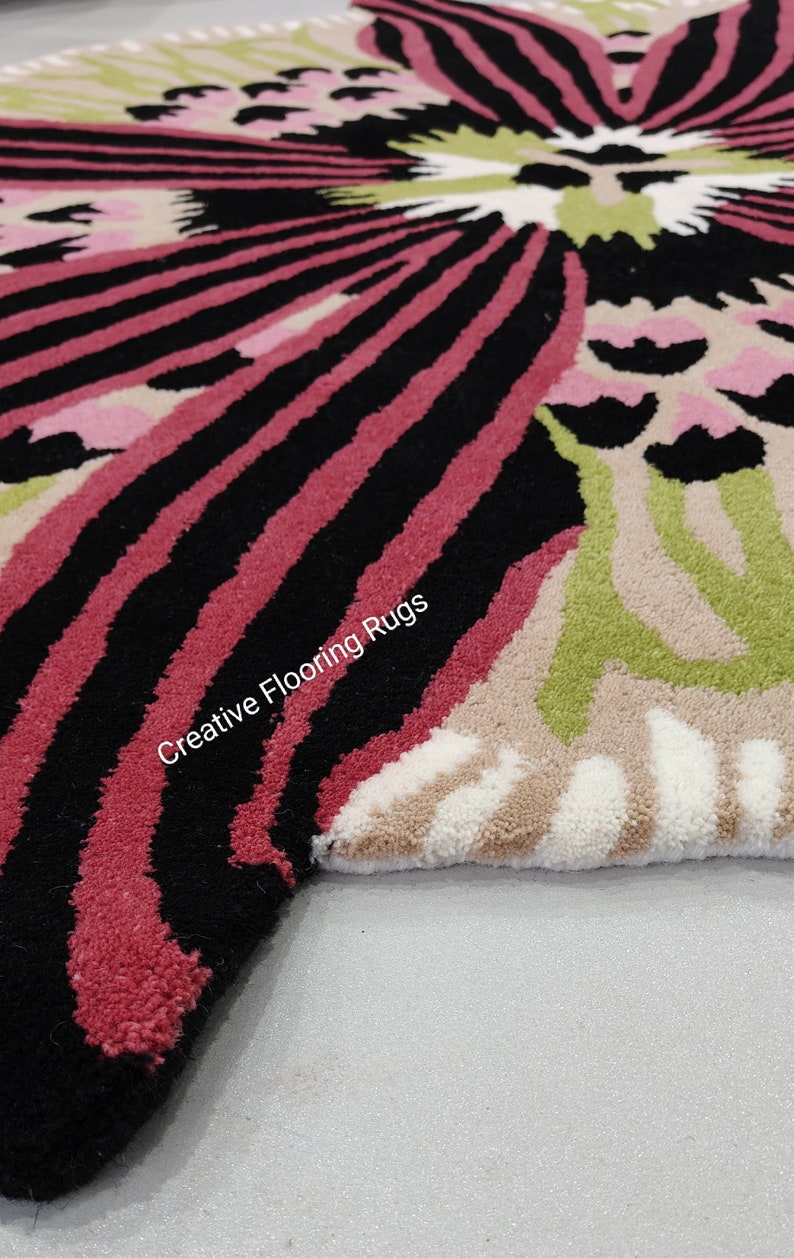New Creative Flower Pattern Rug Handmade Woolen Tuffted Carpet, Premium ...