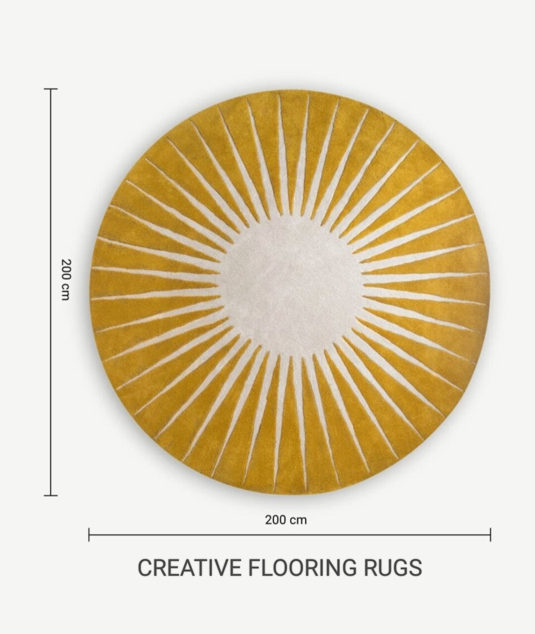 Round Sun Pattern Handmade Rug, Tuffted Carpet, High Low Rug, Modern ...