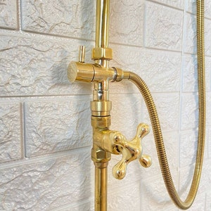 Trio Handcrafted Solid Brass Shower Head and Handheld Set - Etsy