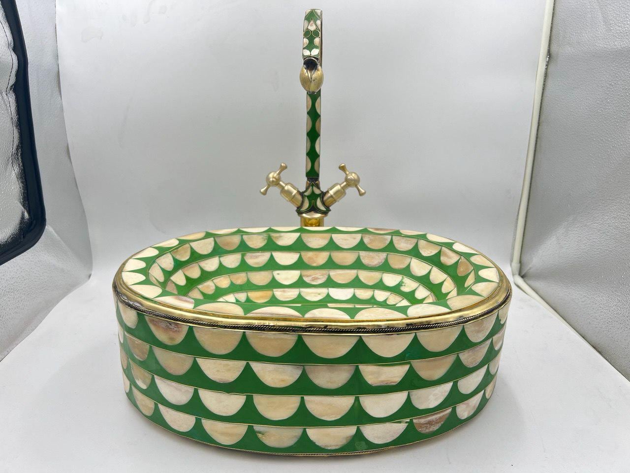 Unlacquered Brass Faucet & Vessel Sink, Bone and Resin Conception ...
