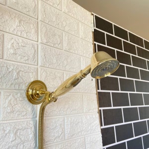 Trio Handcrafted Solid Brass Shower Head and Handheld Set - Etsy