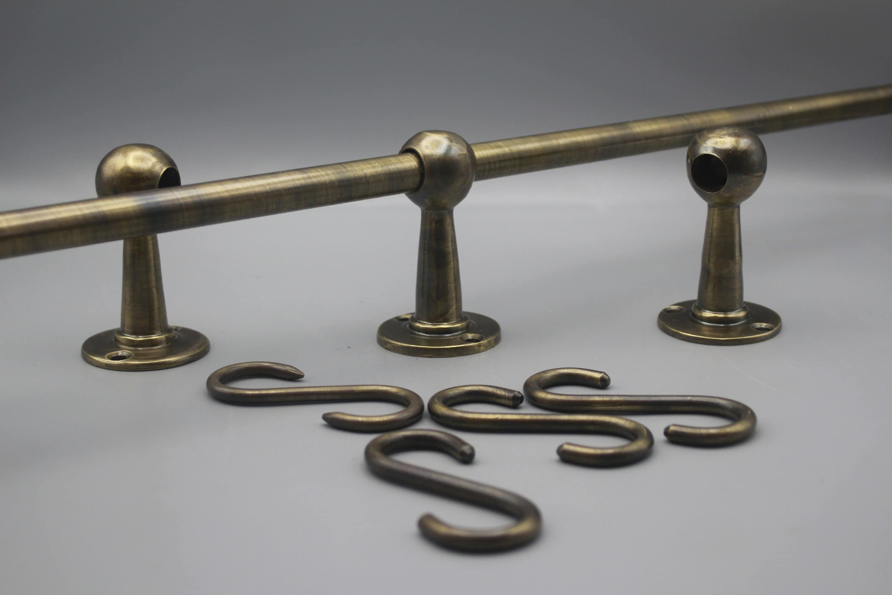 Unlacquered Brass Wall Mounted Organizer Rack With 10 Hooks for Home ...