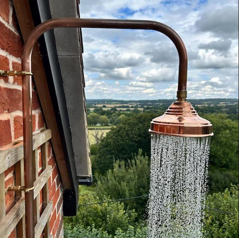 Handcrafted Solid Copper Outdoor Shower With Handheld - Etsy