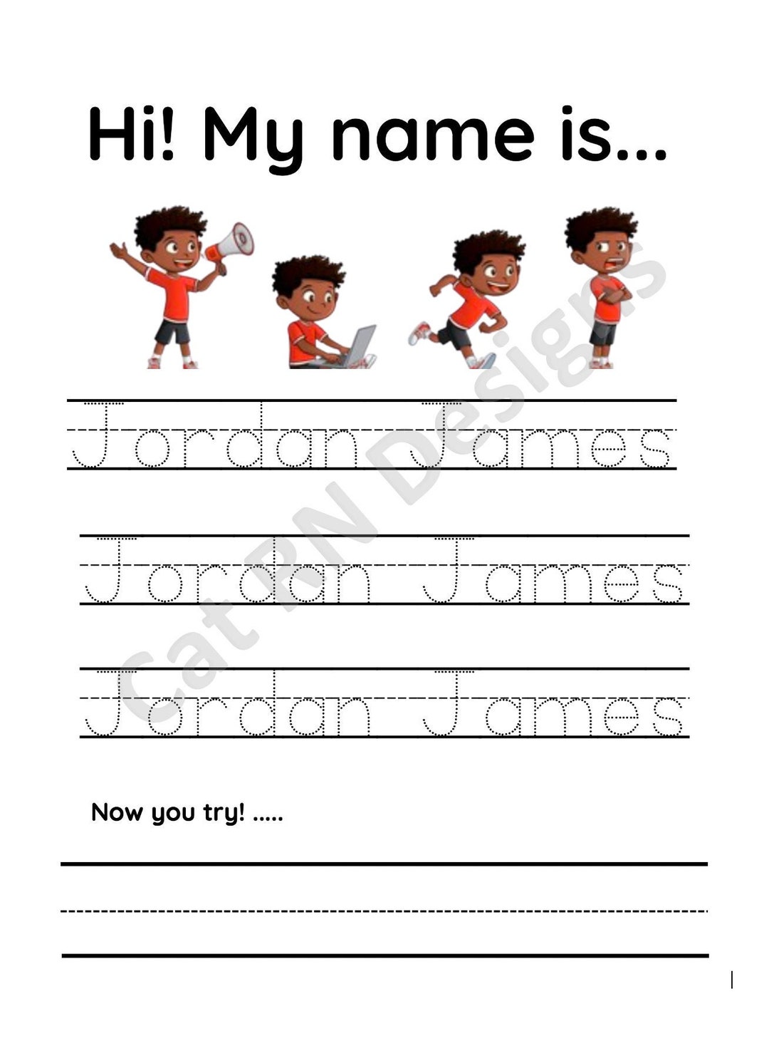 Boys Name Tracing Kids Handwriting Practice Writing - Etsy