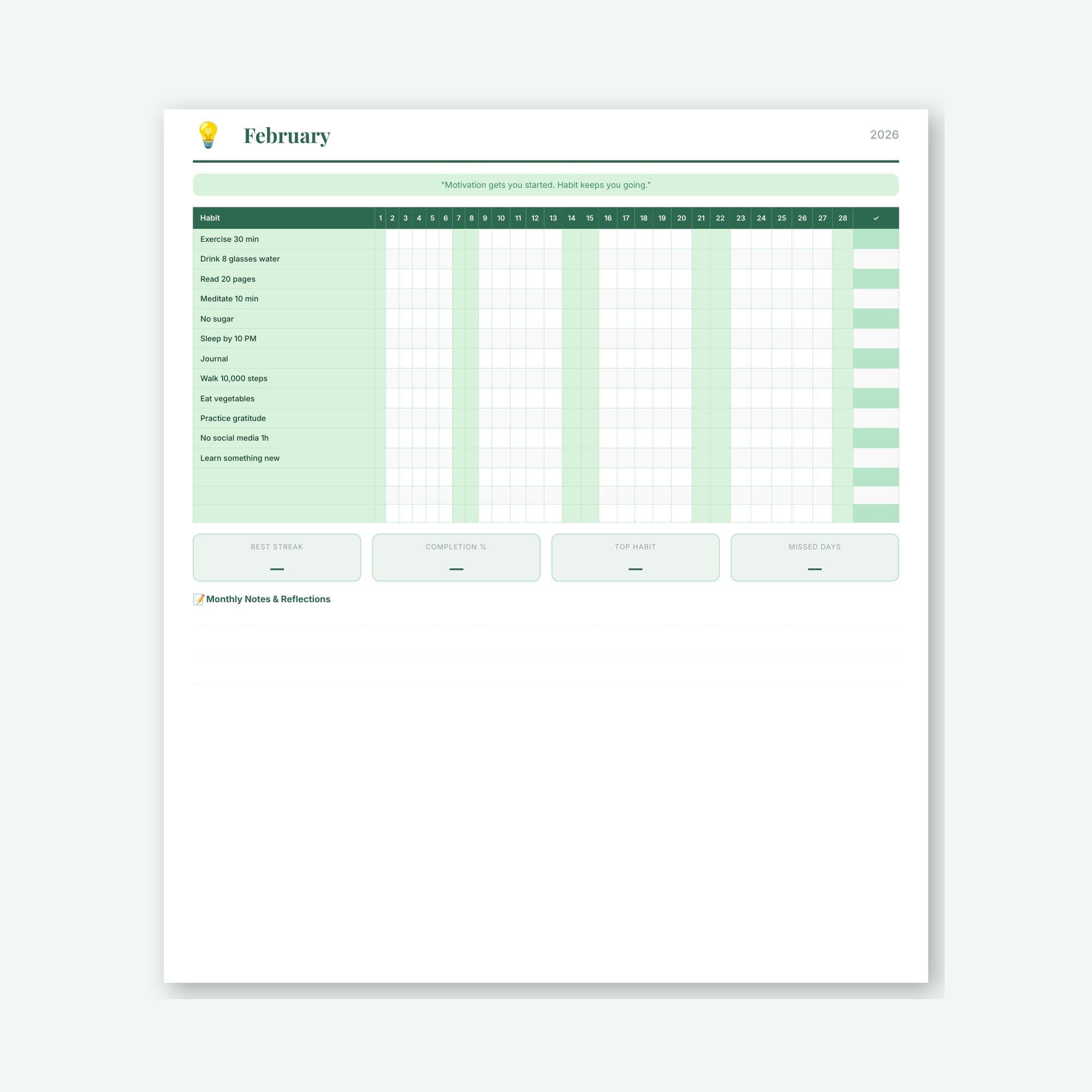 2026 Daily Habit Tracker Printable PDF | 30 Day Challenge Monthly Goal ...